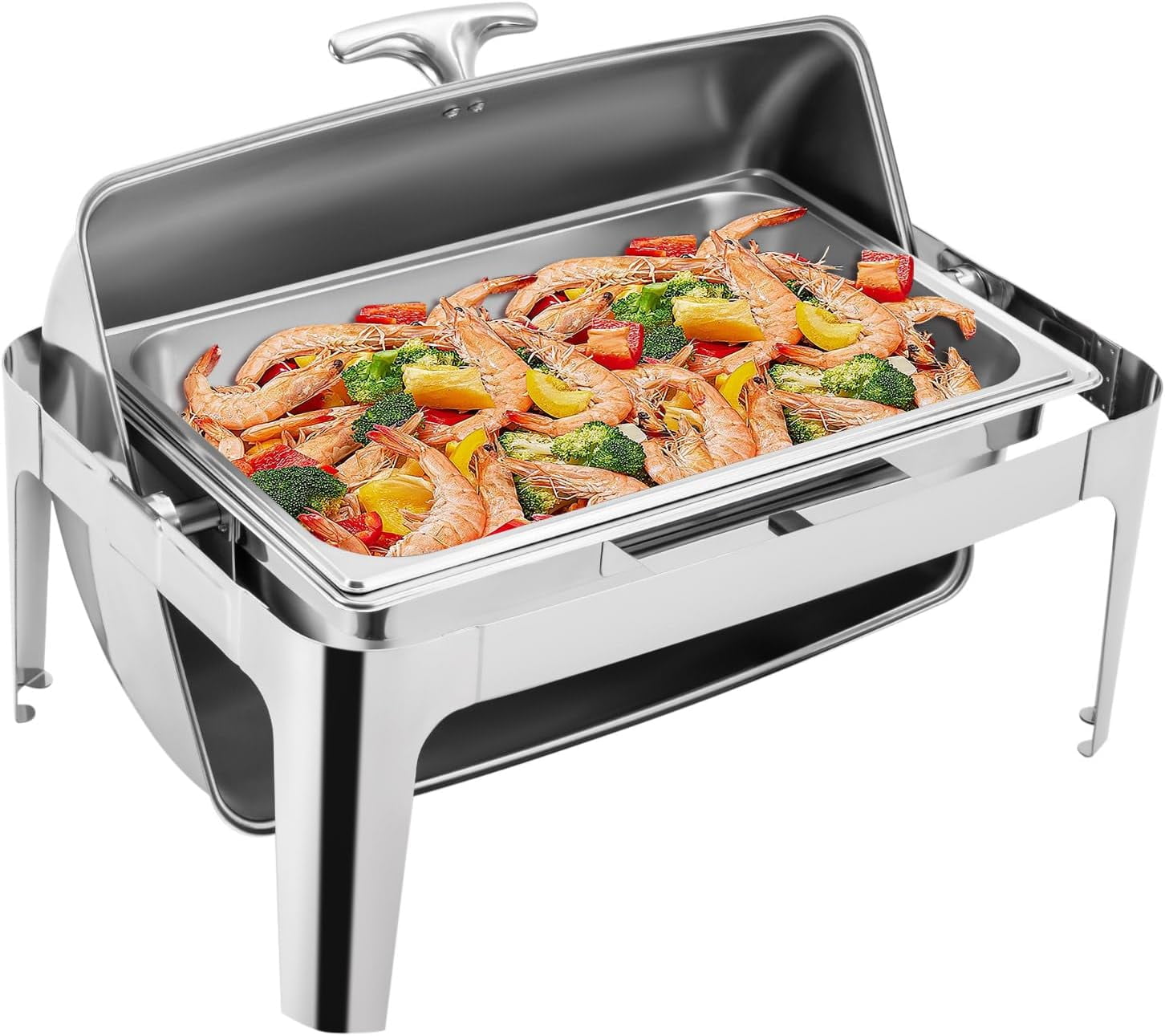 Roll Top Chafing Dish Buffet Set,9.5QT Stainless Steel Rectangular ...