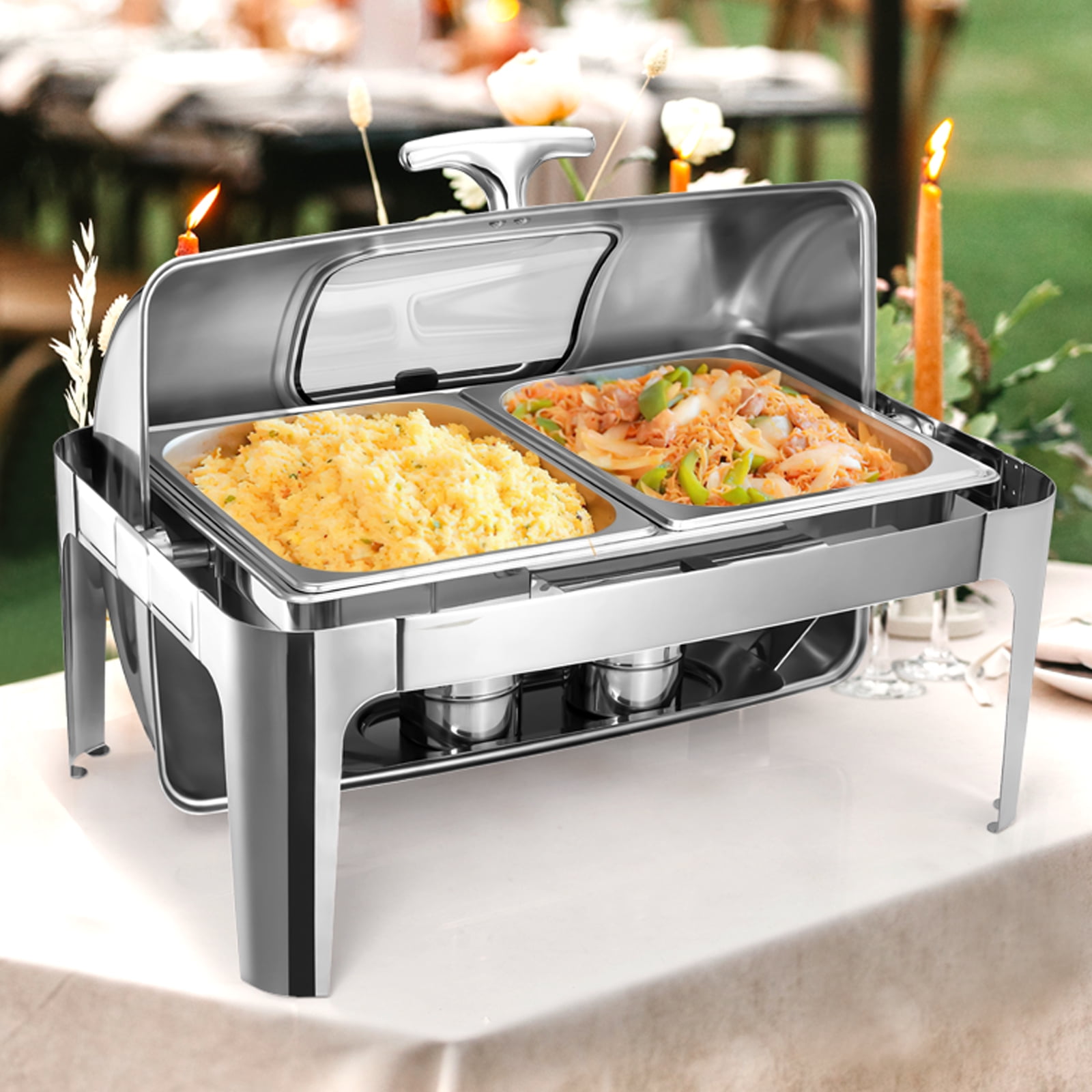 Roll Top Chafing Dish Buffet Set, 9 QT Chafing Dish Buffet Set with ...