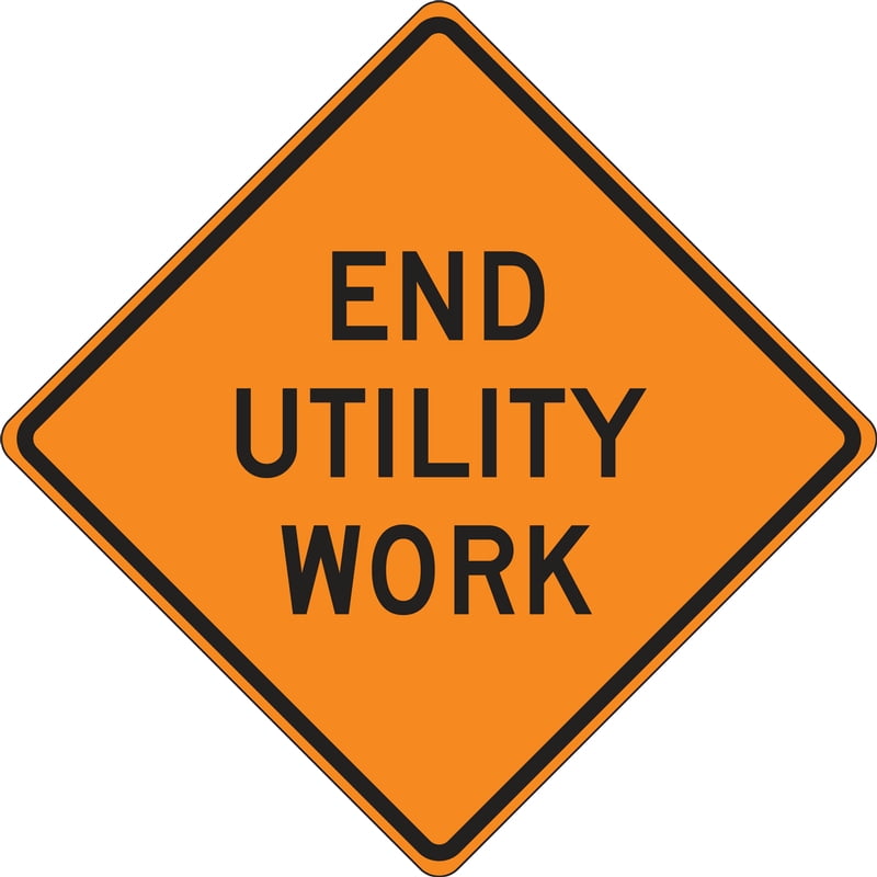Roll Up Construction Sign End Utility Work Aluminum 12 Inch Uv Ink ...
