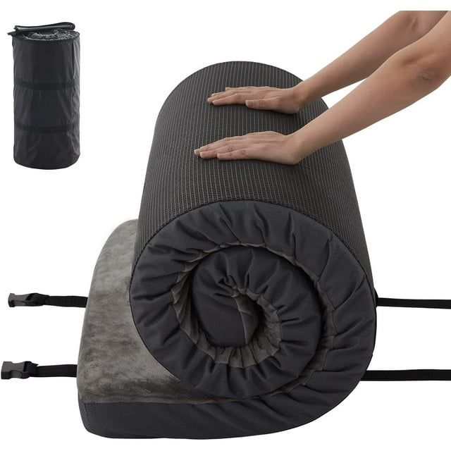 Roll Up Memory Foam Camping Mattress | 3" Thick Portable & Lightweight ...