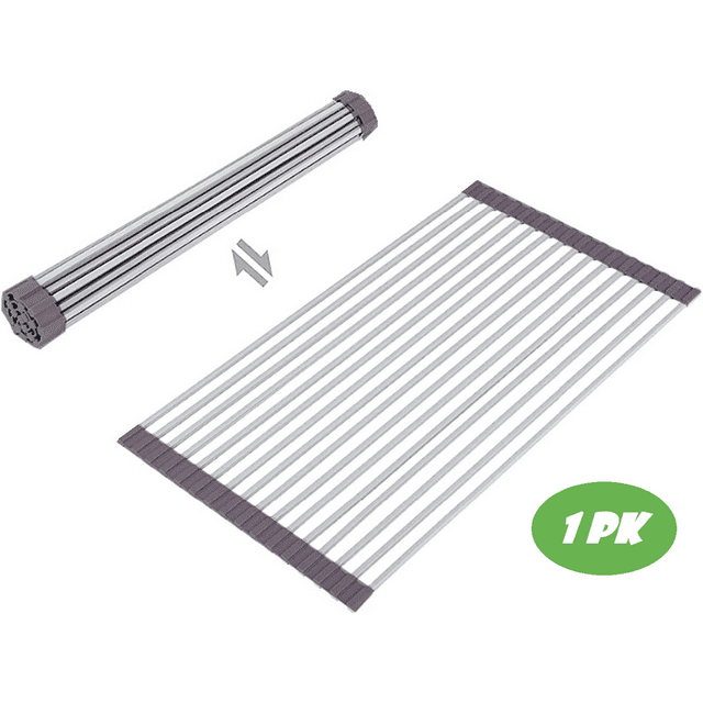 Roll Up Nonslip Dish Rack over the Sink 20.5" x 13" Aluminum/Silicone ...