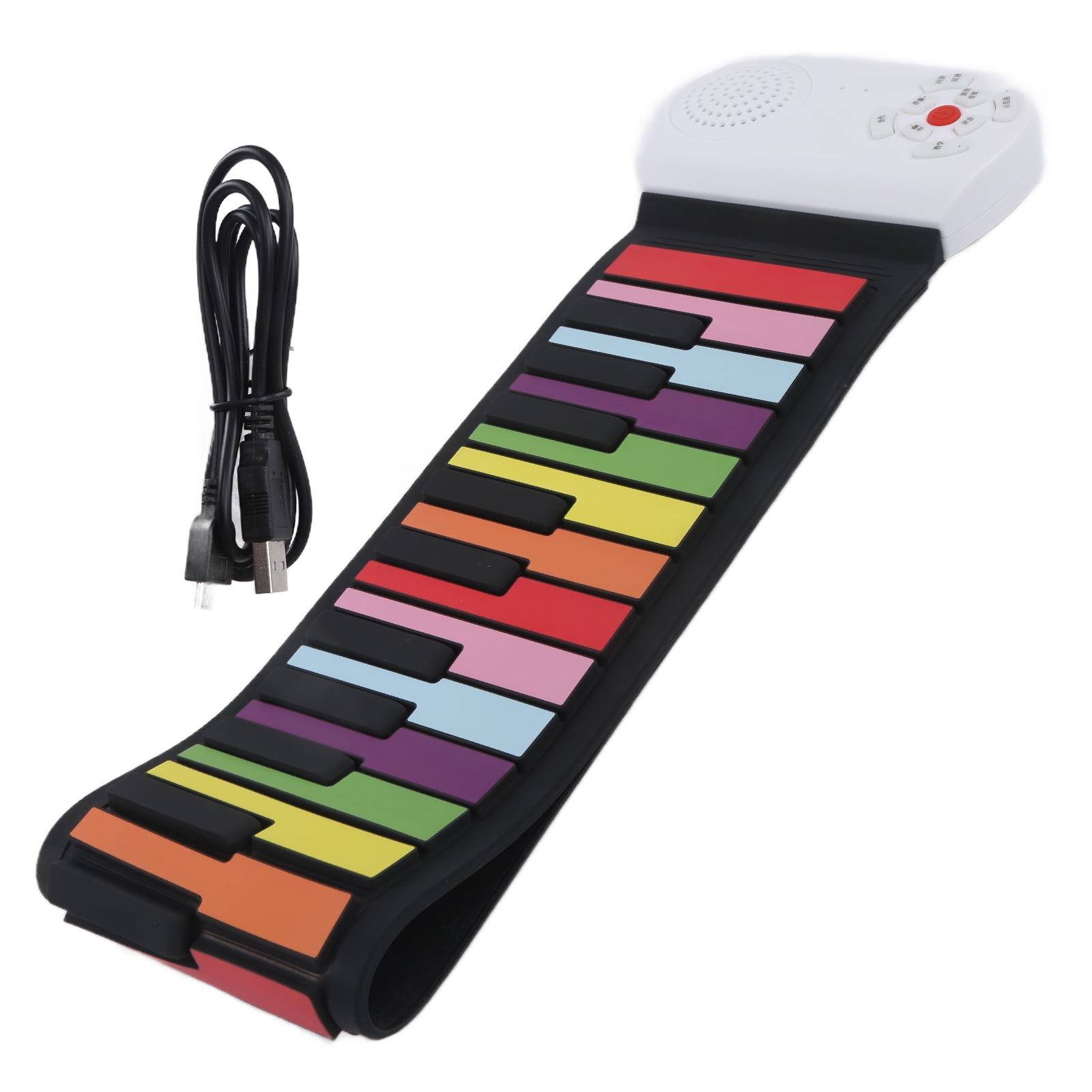Roll Up Piano 49 Keys Kids Flexible Rainbow Keyboard Portable Folding ...