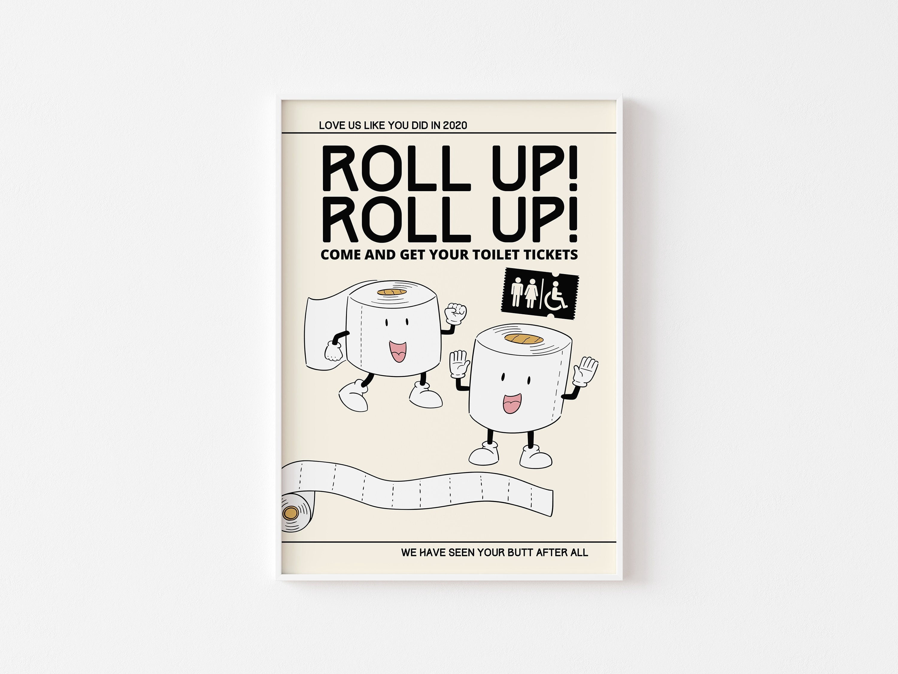 Roll Up Toilet Paper Retro Character Print Fun Bathroom Print Retro ...