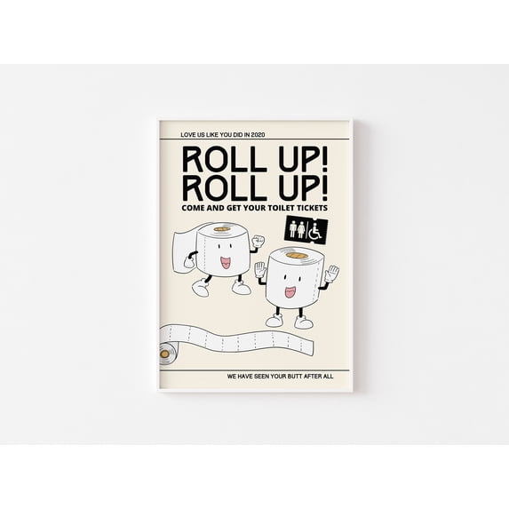 Roll Up Toilet Paper Retro Character Print Fun Bathroom Print Retro ...