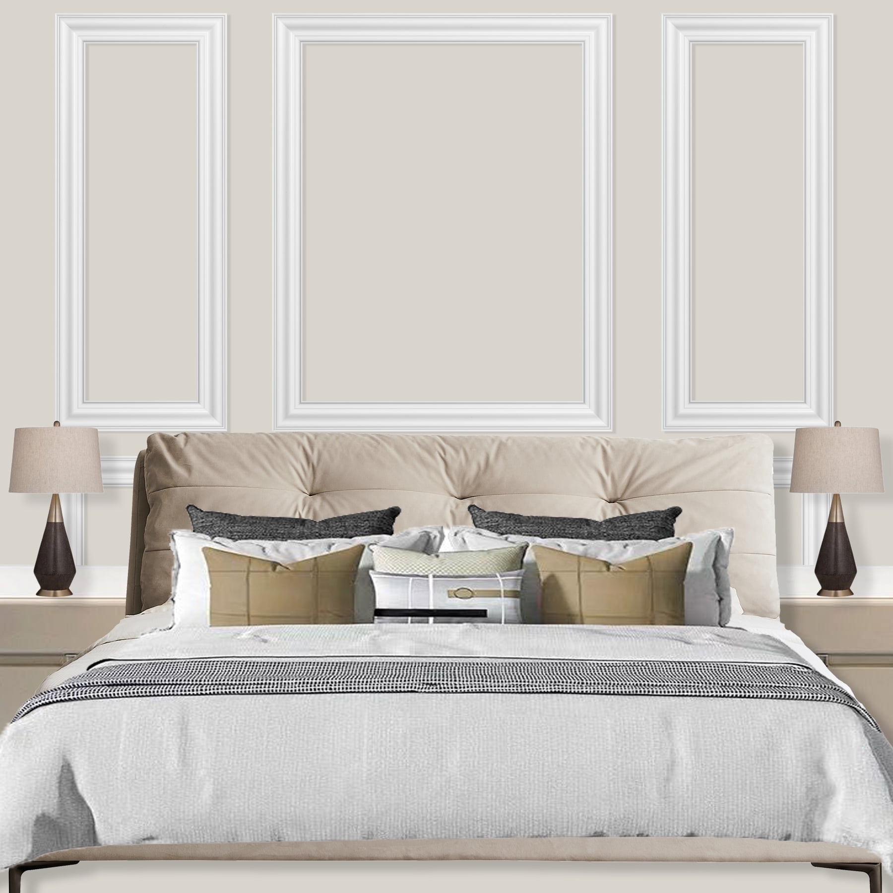 6-Frame Premade Accent Wall Molding Kit, Ready-to-Assemble Wainscoting ...