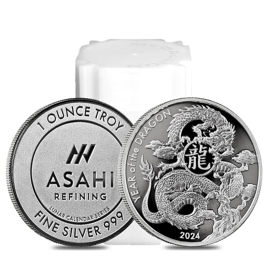 Roll of 20 - 2024 1 oz Asahi Lunar Dragon Silver Round .999 Fine ...