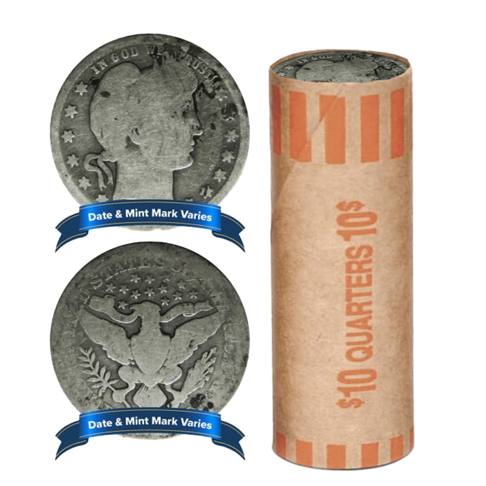 Roll of 40 - $10 Face Value Full Dates 90% Barber Quarters - Walmart.com