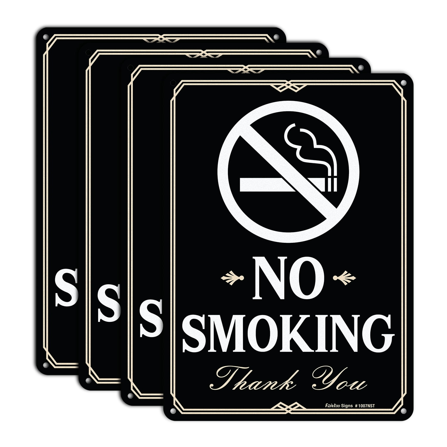 Roll over image to zoom in Faittoo No Smoking Sign, 4-Pack 10 x 7 Inch ...