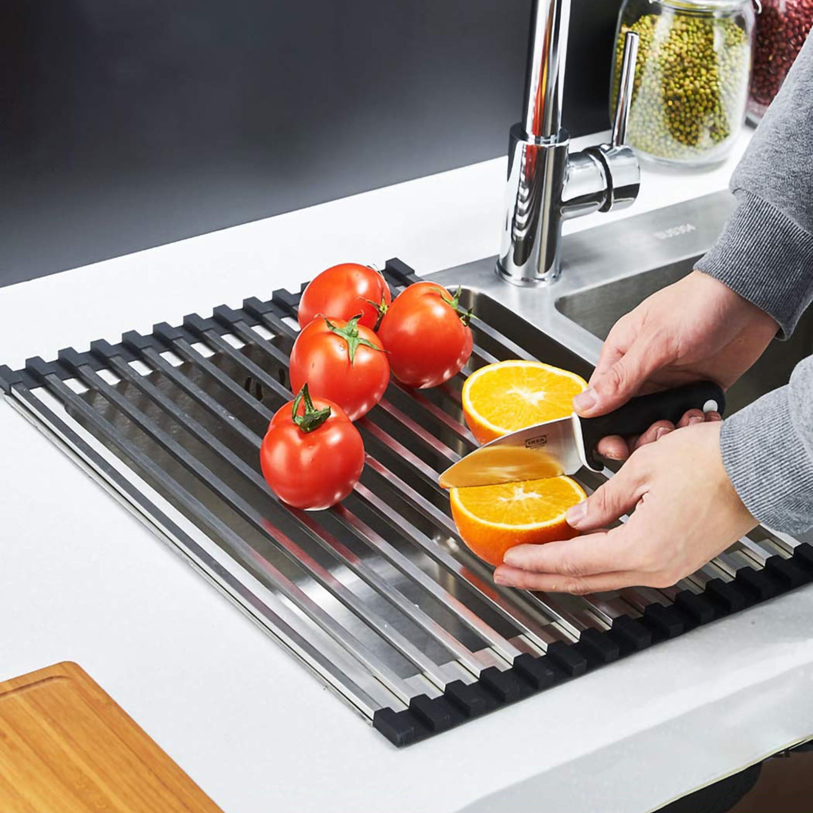 Roll-up Dish Drying Rack Stainless Steel Drain Rack for Kitchen ...