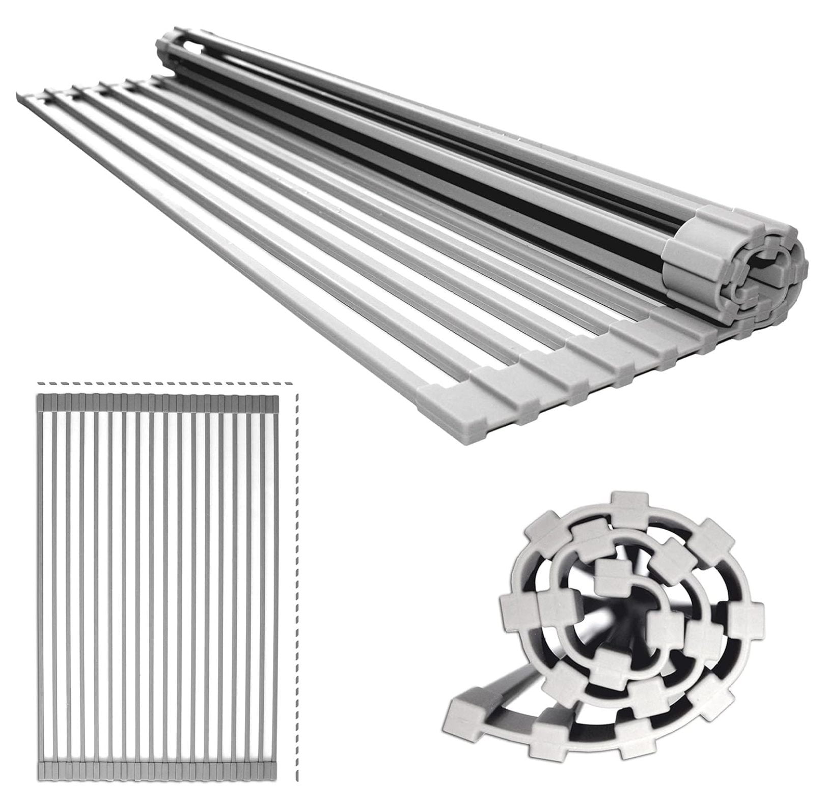 Roll-up Multipurpose Over The Sink Dish Drying Rack (Square bar Design ...