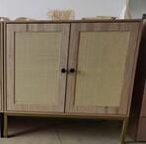 Rolland B Console Table Side Table with Rattan Doors,Beige+Yellow Mdf ...