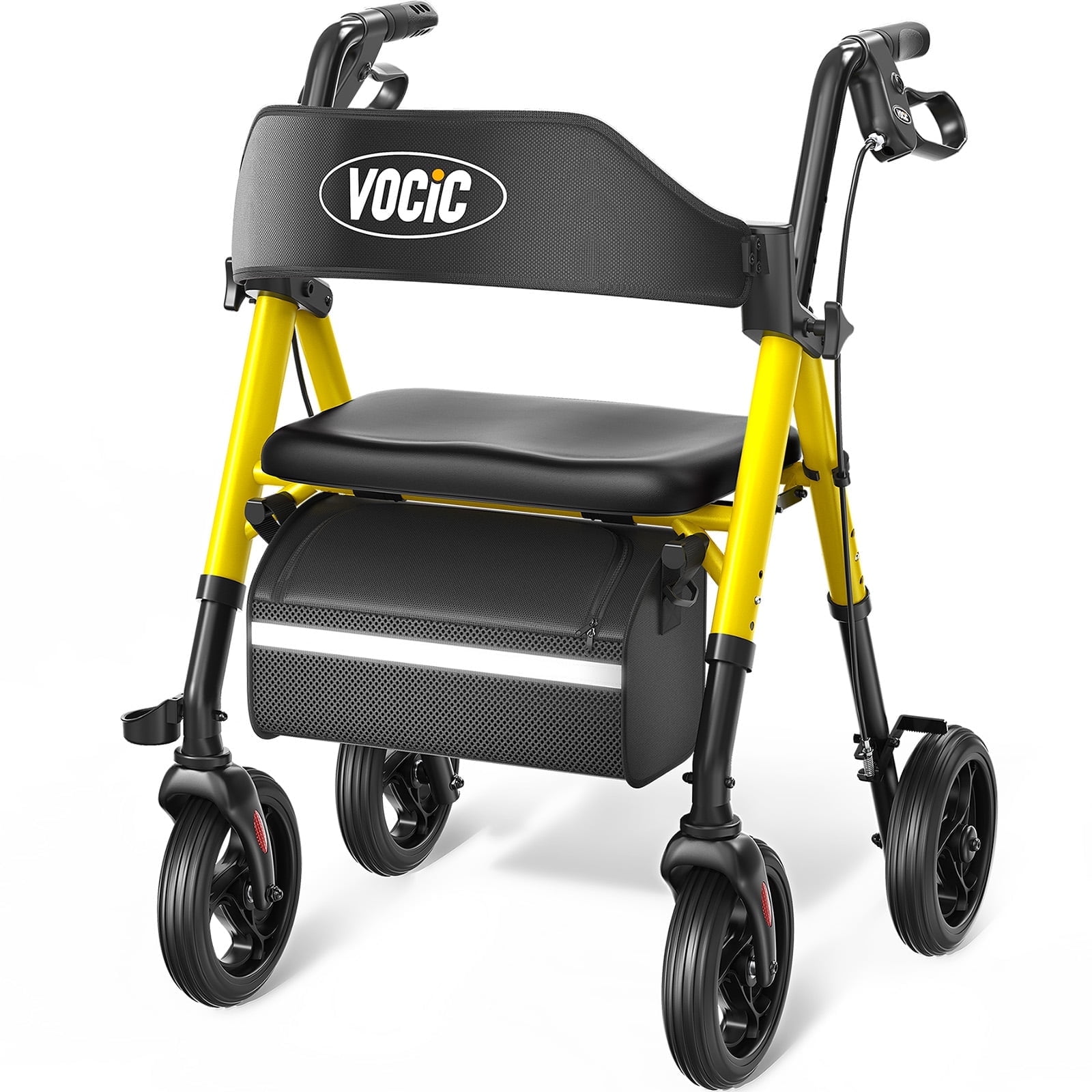 VOCIC Compact Foldable Rollator - Padded Seat & Anti-Slip Brakes | All ...