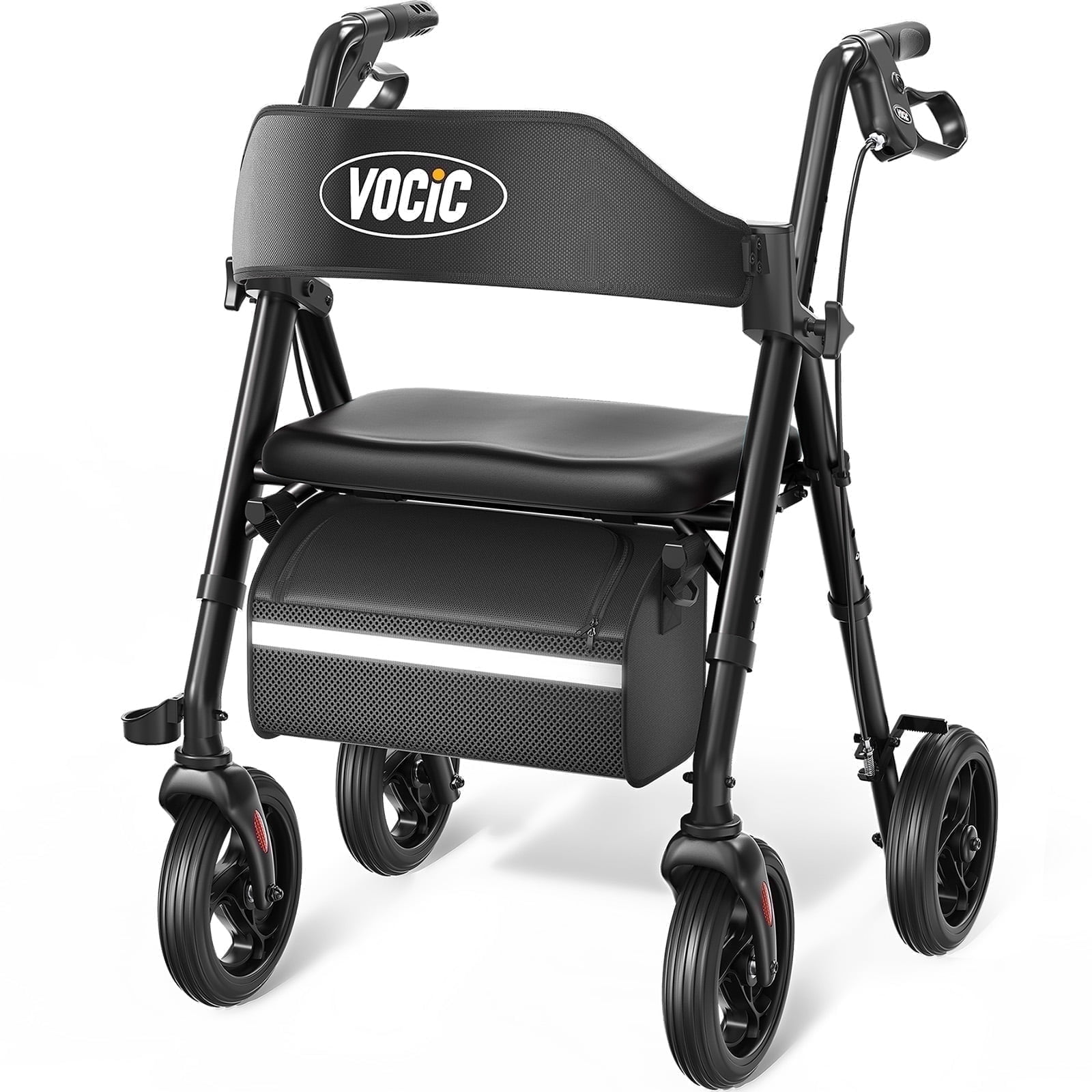 VOCIC Black Rollator Walker | 330lb Capacity | Adjustable Backrest ...