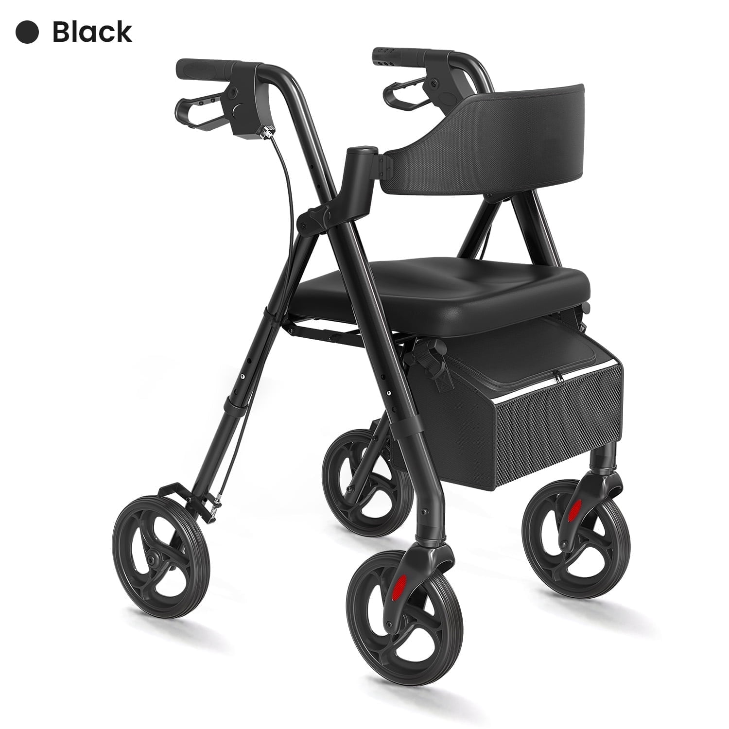 VOCIC Black Rollator Walker | 330lb Capacity | Adjustable Backrest ...