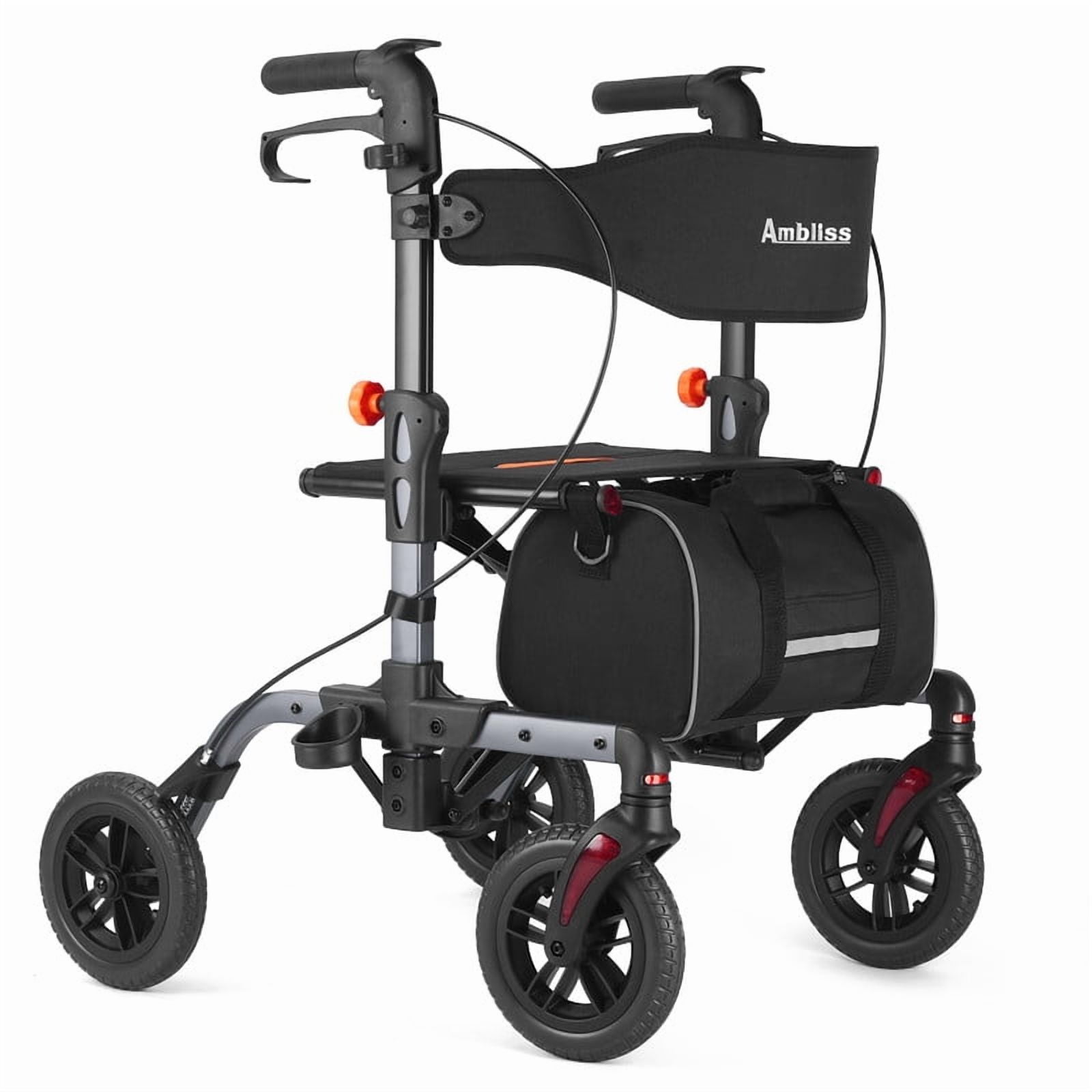 Rollator Walker for Seniors, 8" Wheels Folding Rolling Walkers All ...