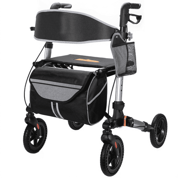 Rollator Walker for Seniors, Foldable All Terrain Walker with Seat, 8 ...