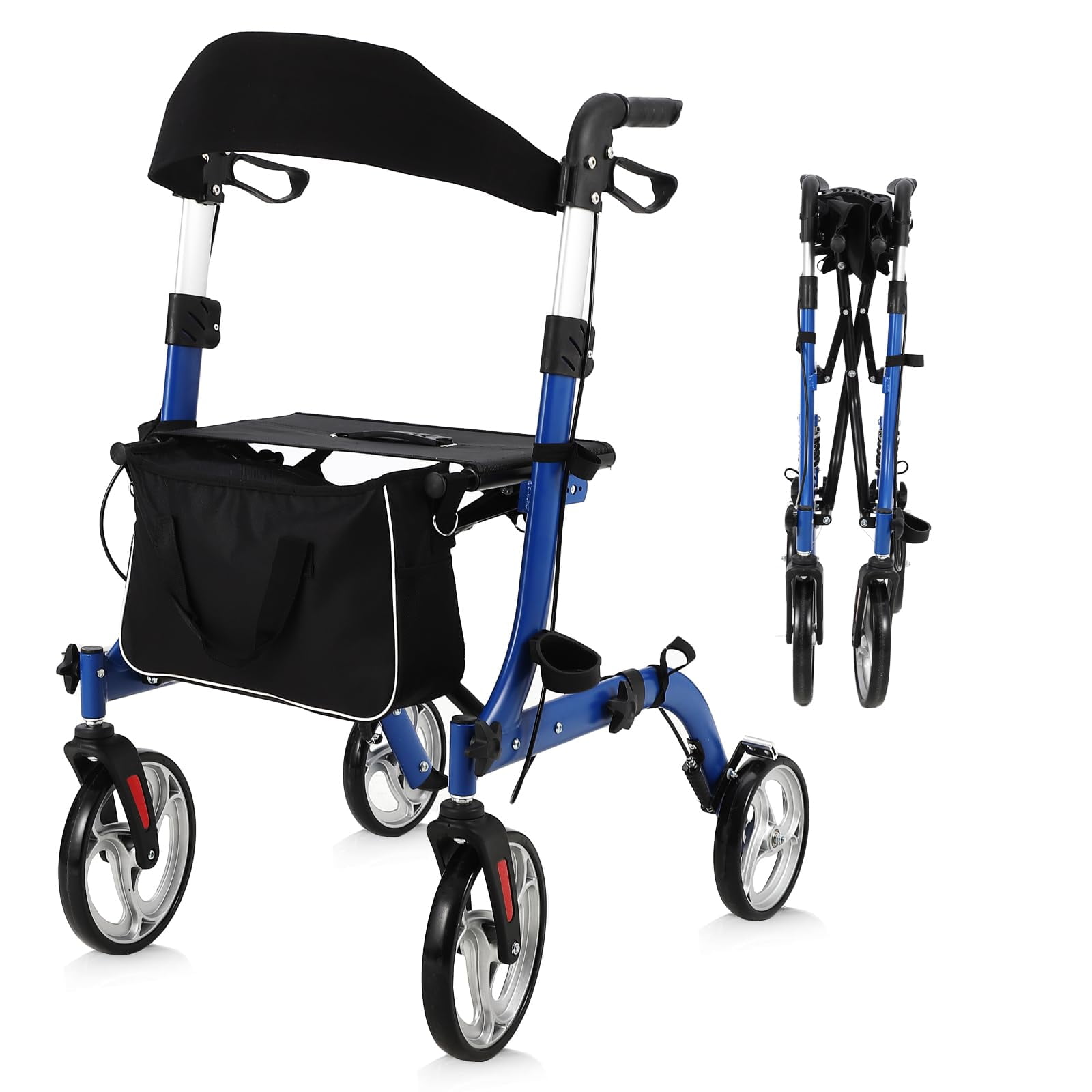 Rollator Walker for Seniors Rollator Walker with Seat, 12" Wheels All ...
