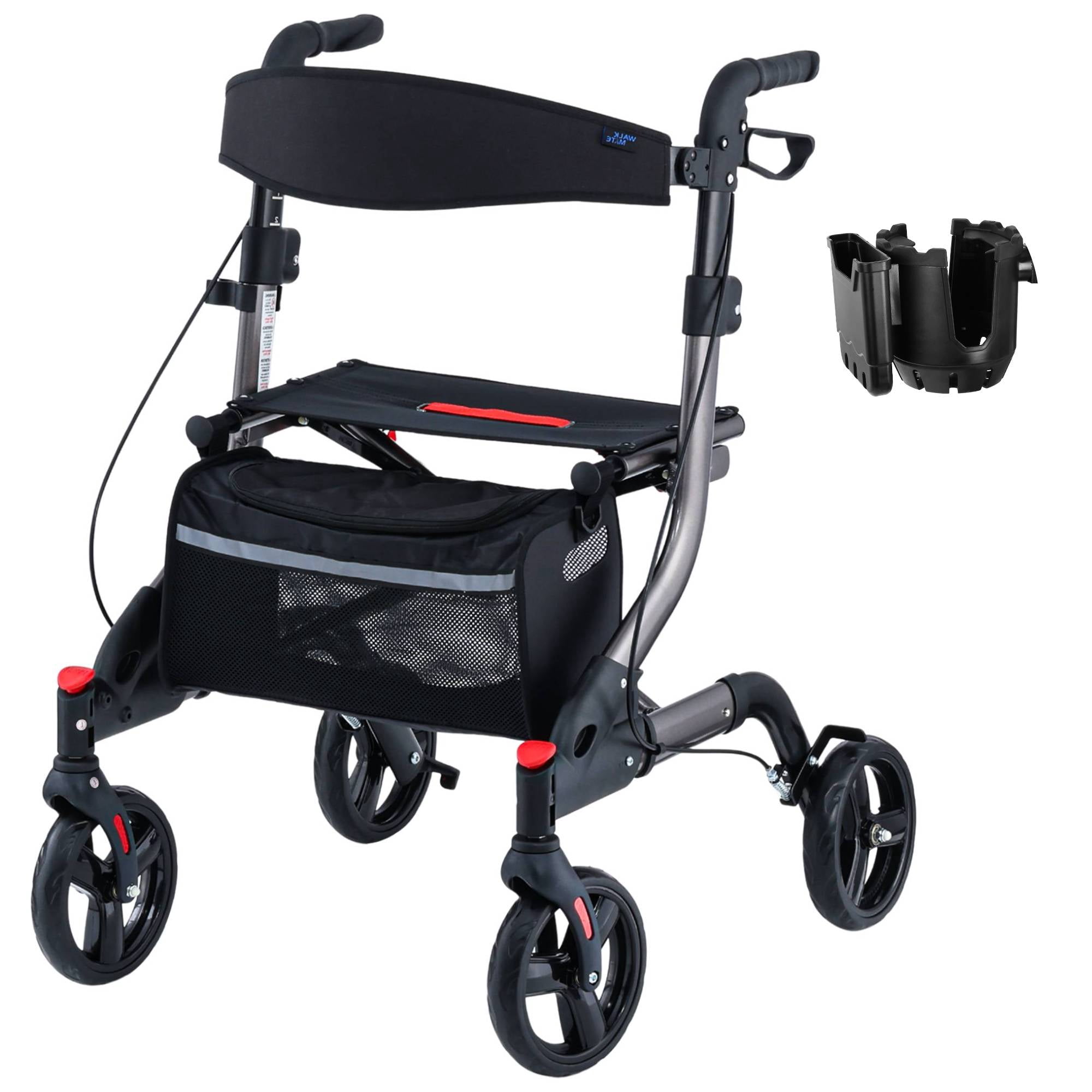Rollator Walker for Seniors with Seat, Lightweight Foldable All Terrain ...