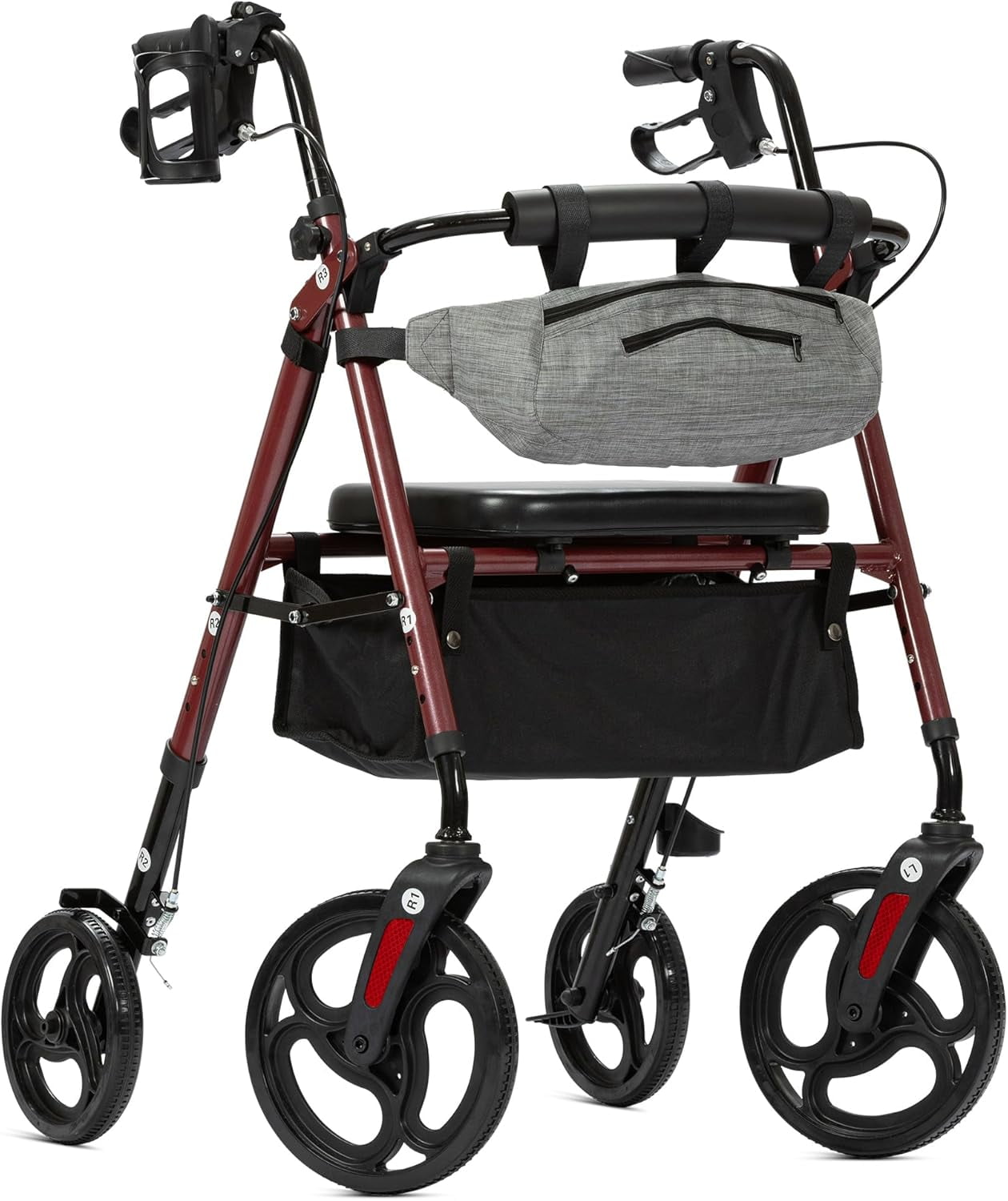 Rollator Walker with Padded Seat and Backrest with Front Storage Bag ...