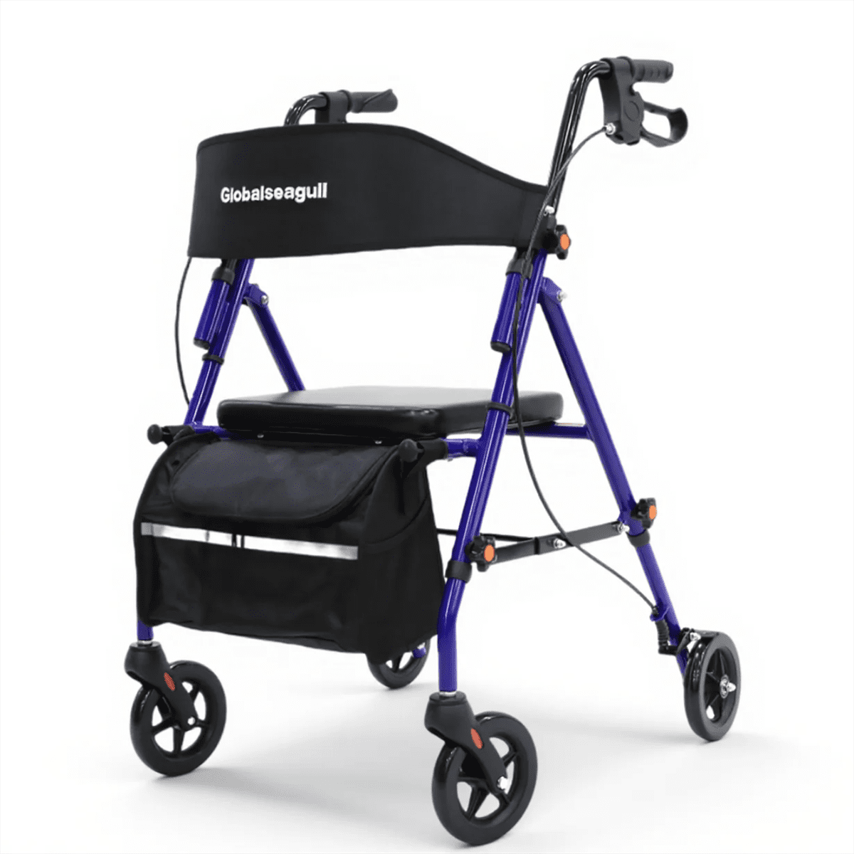 Rollator Walker with Seat, Steel Rolling Walker with 360° Steerable ...