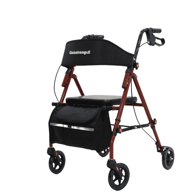 Rollator Walker with Seat, Steel Rolling Walker with 360° Steerable ...