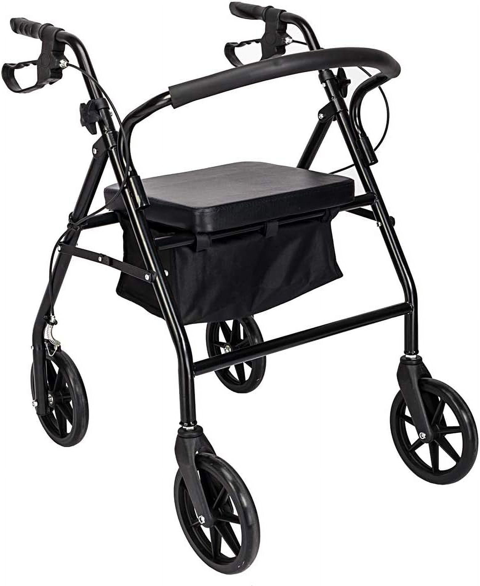 Rollator Walker with Seat, Steel Rolling Walker with 8-inch Wheels ...