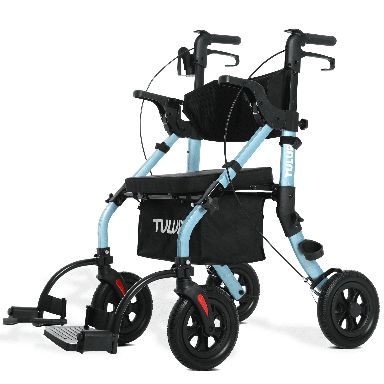 Rollator Walker with Seat for Seniors with Footrest, 2 in 1 Rolling ...