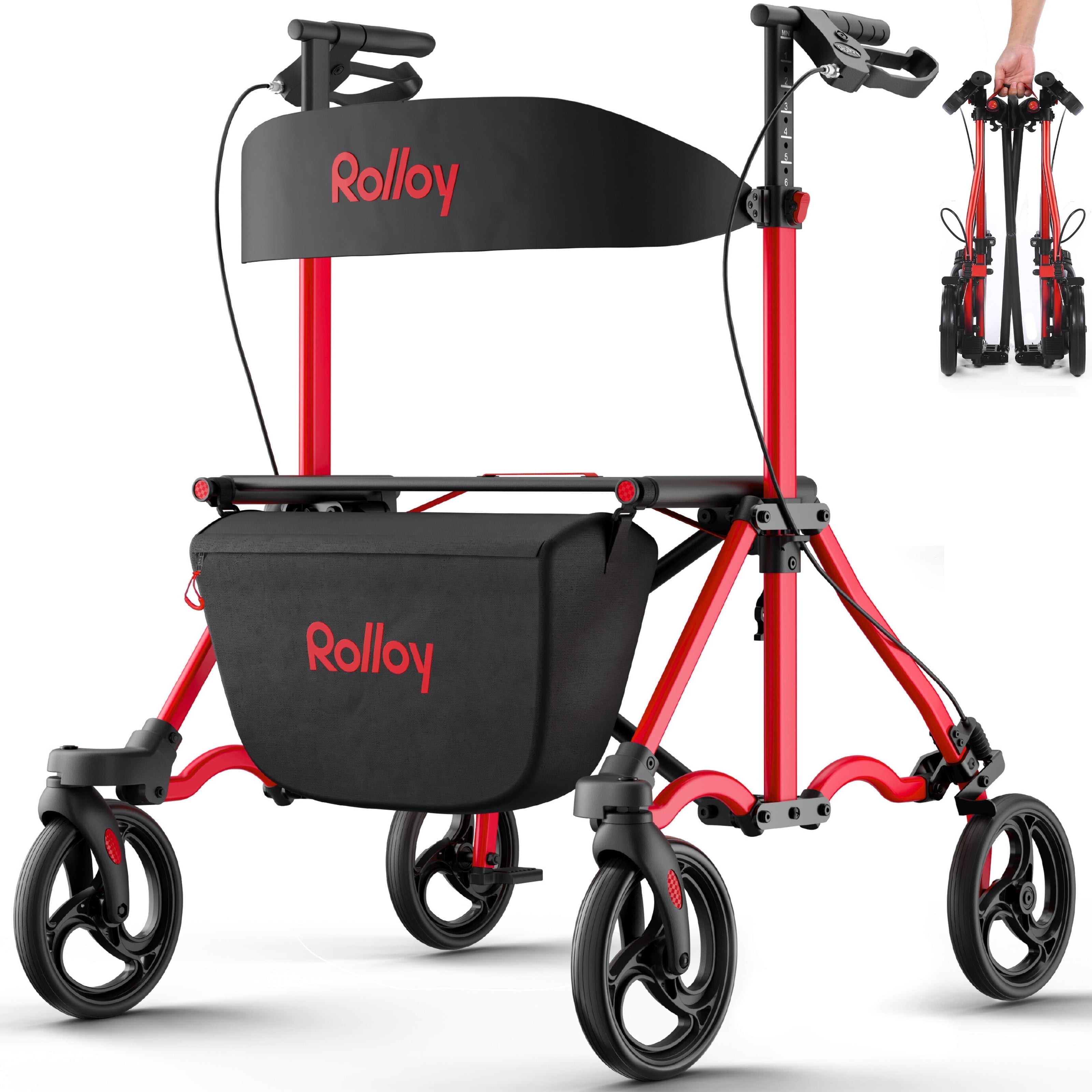 Rollator Walkers for Seniors with Seat, Aluminum Ultra-Compact Rolling ...