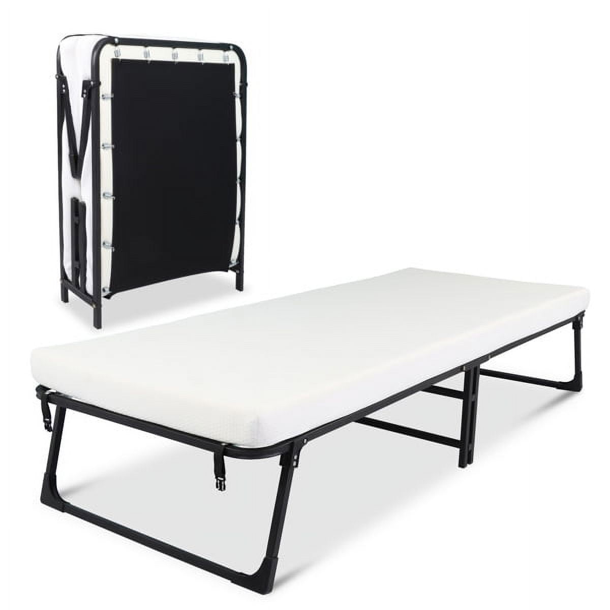 Rollaway Bed, 75" Folding Bed Sturdy Metal Frame Folding Guest Bed with ...