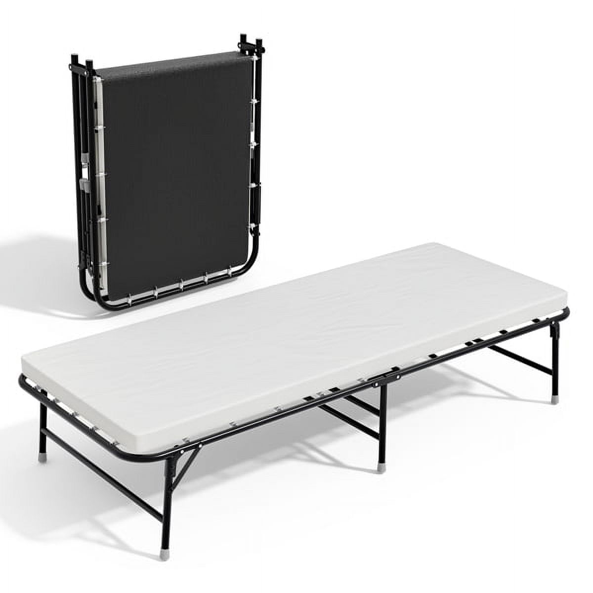 Rollaway Bed, 75" Folding Bed Sturdy Metal Frame Folding Guest Bed with ...
