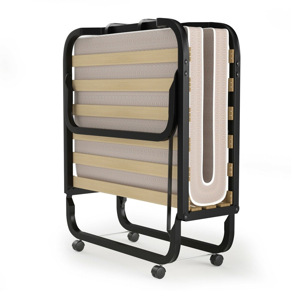 Rollaway Bed with Casters Wheels and Folding Memory Foam Mattress ...