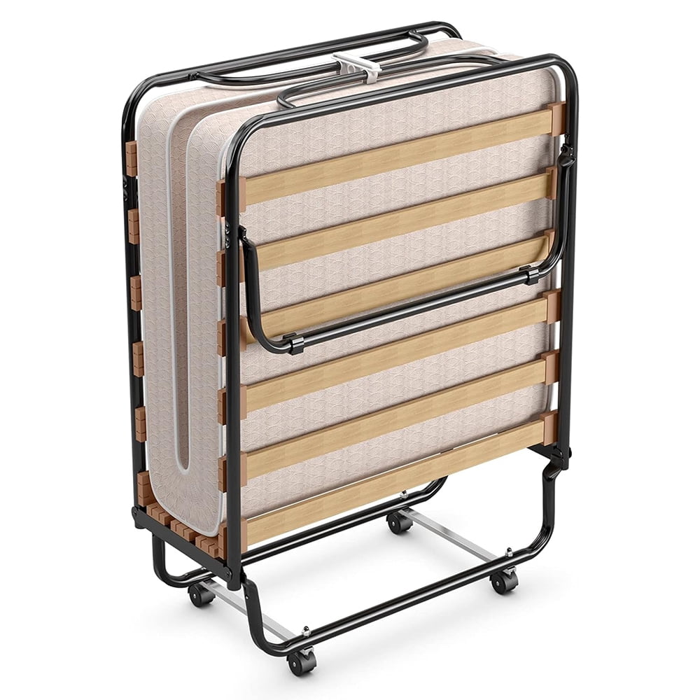Rollaway Folding Bed with Soft Memory Foam Mattress, Portable Sleeper ...