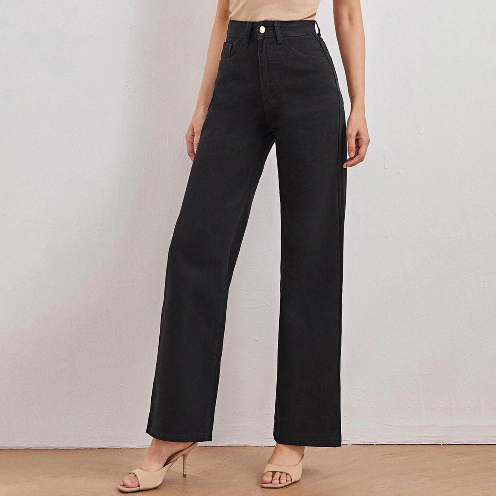 Rollback & More GaThRRgYP Jeans for Women,Women's Loose Black High ...