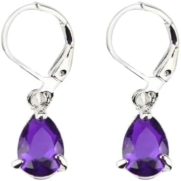 Rollback Pear Cut 4Ct CZ Amethyst Gemstone Women's Drop Dangle Earring ...