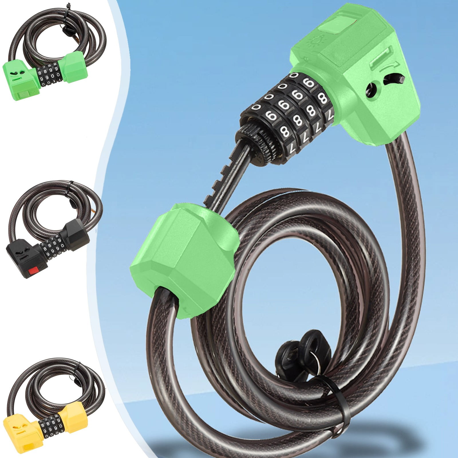 Rollback Prices, Portable Bike Security Lock, Steel Cable Lock, 10mm ...