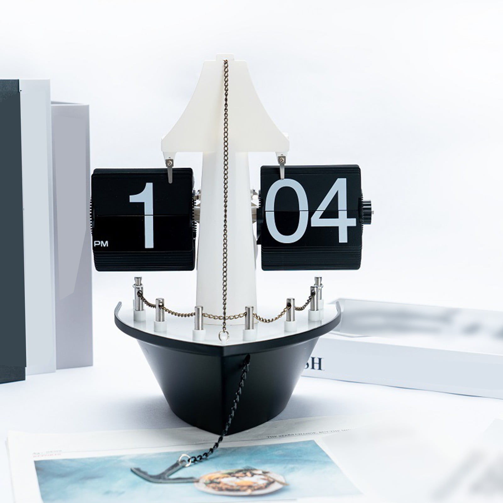 Rollback! Sailboat Clock Ornament, Automatic Page Turning Clock for ...