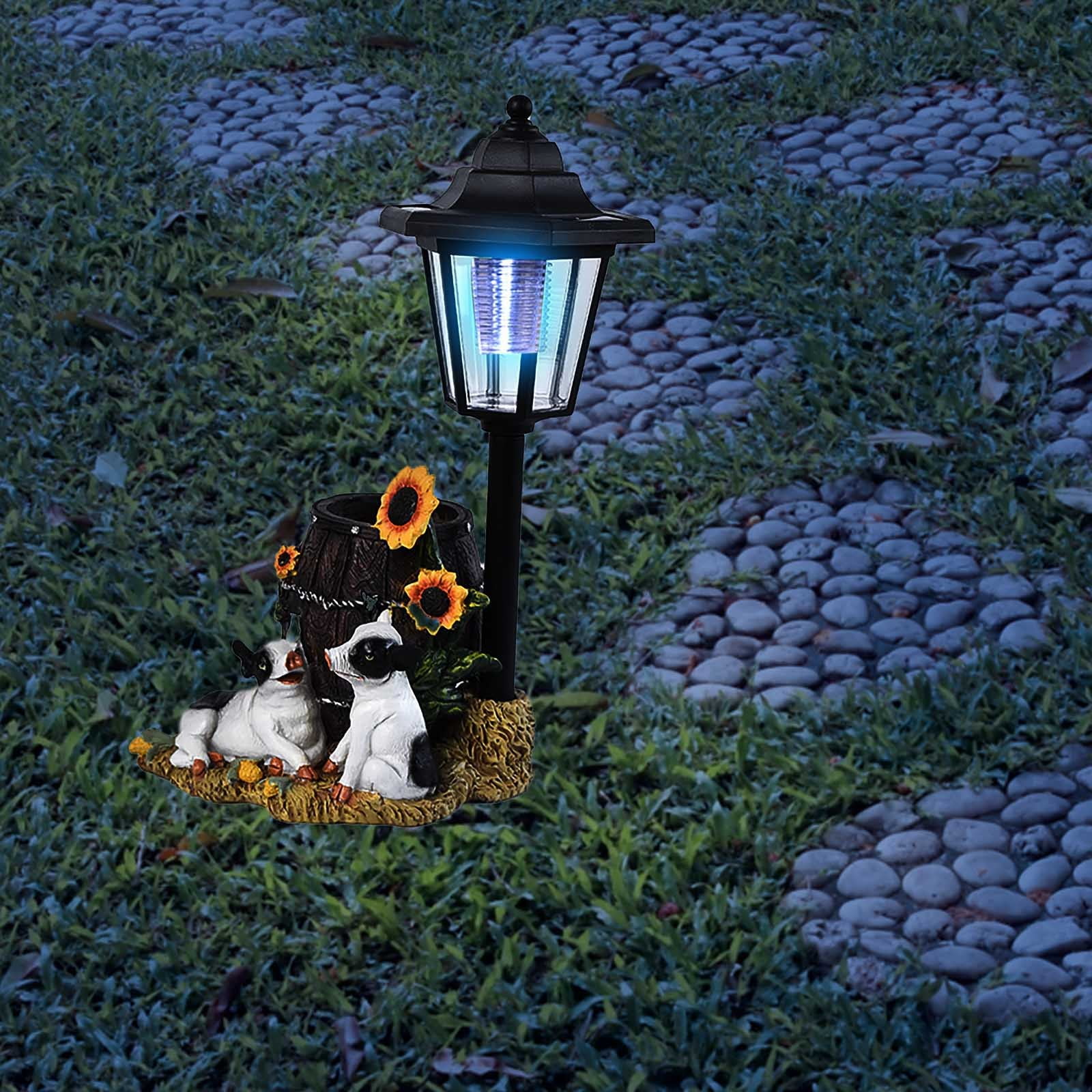 Rollback! Solar Garden Flower Pot with Resin Decoration, Outdoor ...