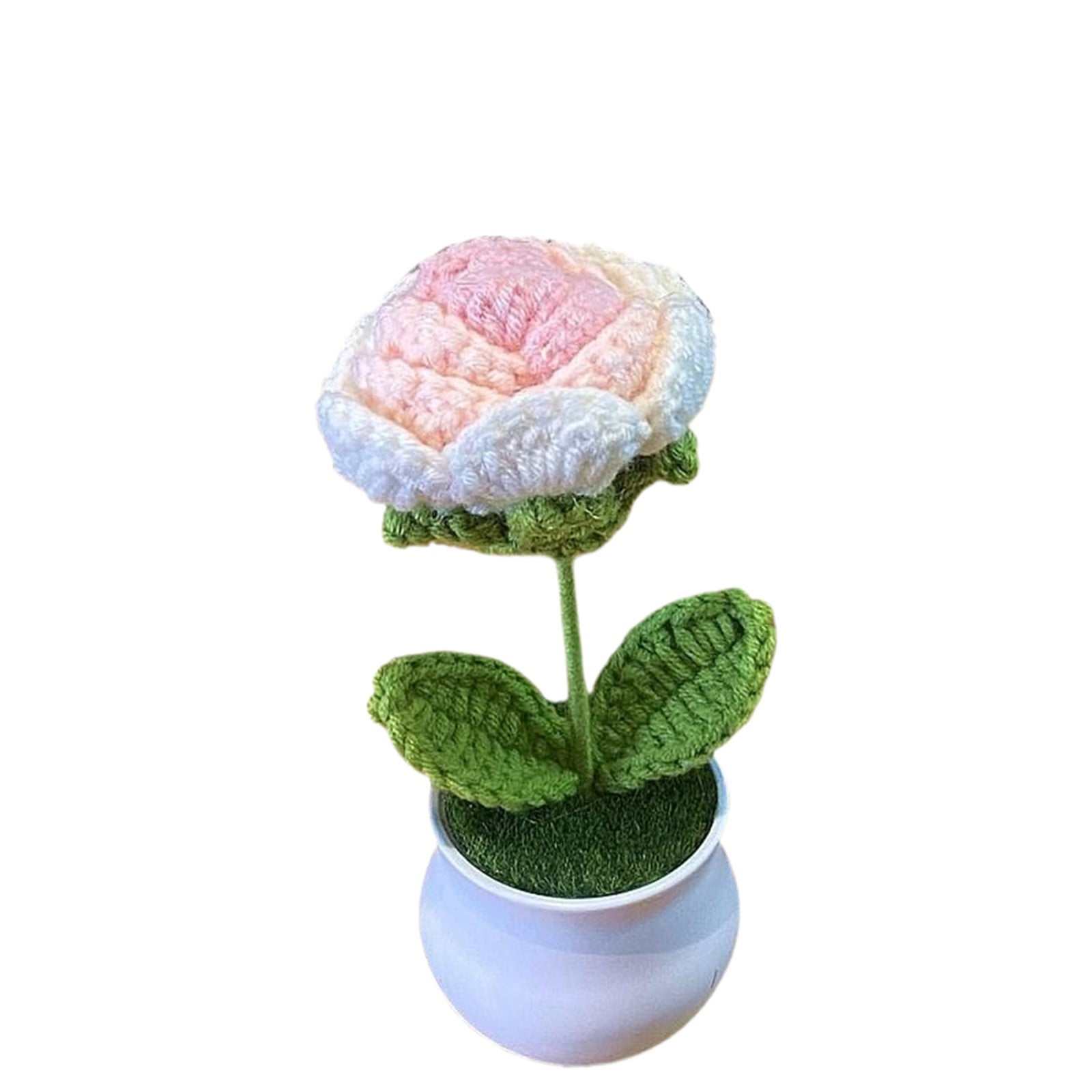 Rollbacks on Essentials Hand Woven Rose Of The Valley Potted Home Ornaments Knitted Artificial ...