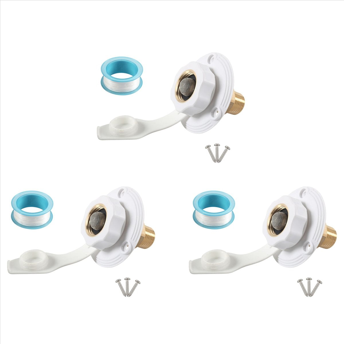 Rollbacks & More 3X RV Water Inlet Connection City Fill Flange Brass ...
