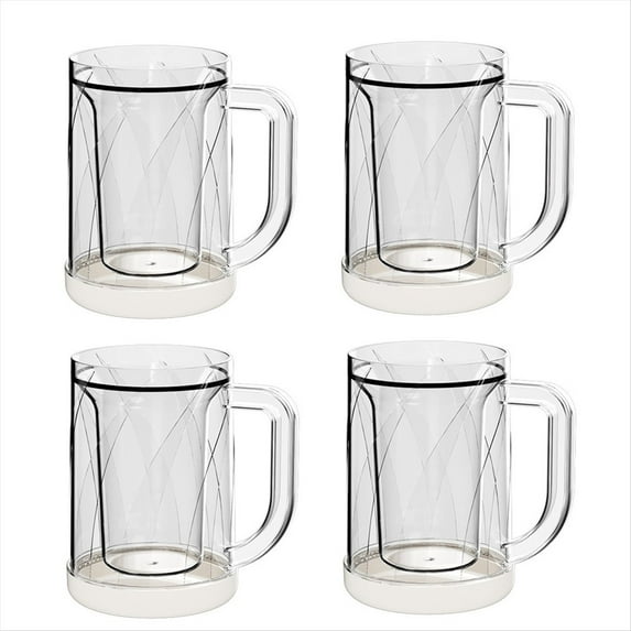 Rollbacks & More 4 Pcs Beer Mugs for Freezer Double Wall Gel Frosty Ice ...