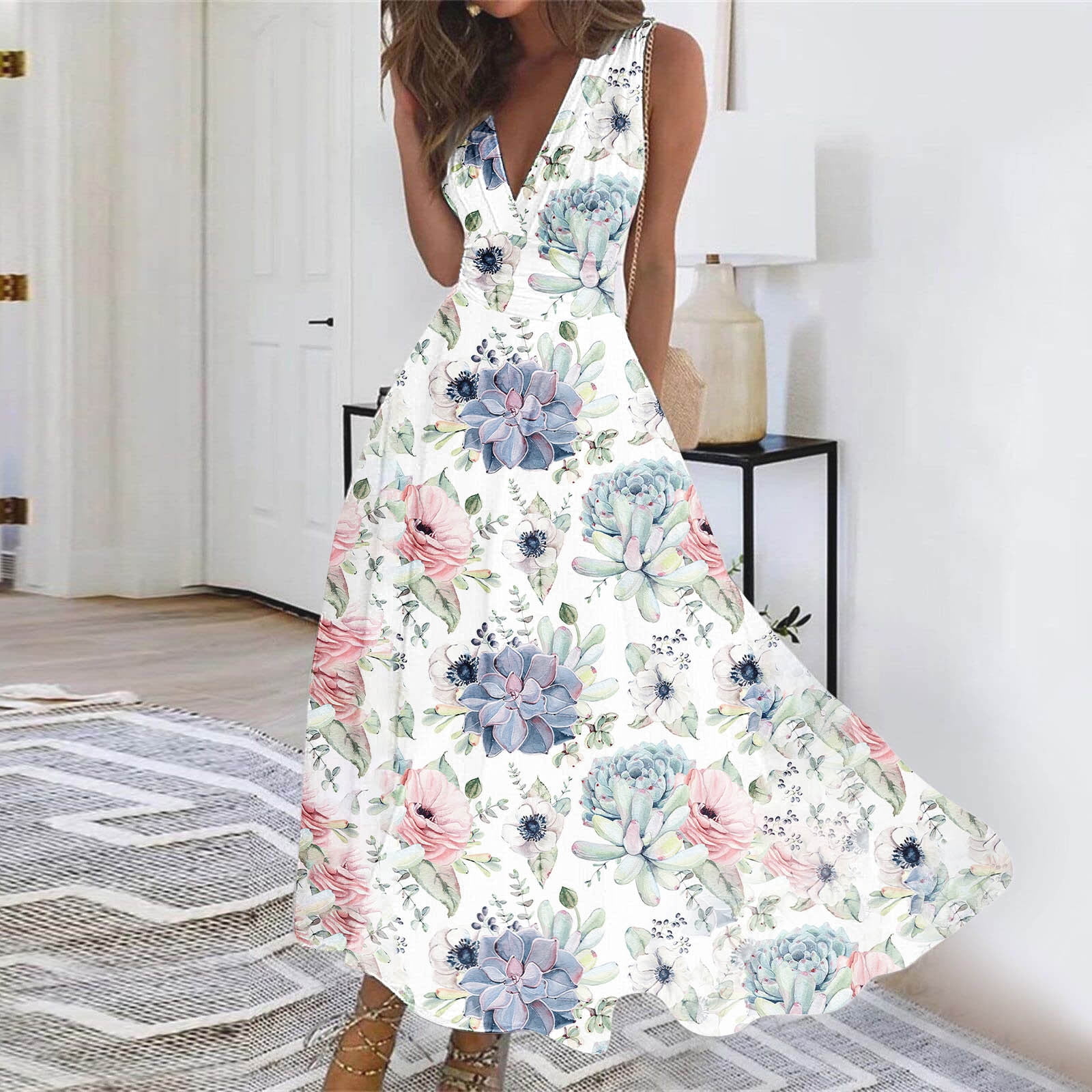 Rollbacks & More GaThRRgYP Womens Dresses Plus Size,Women's Spring ...