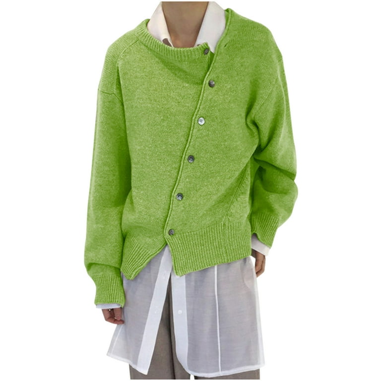green button up sweater