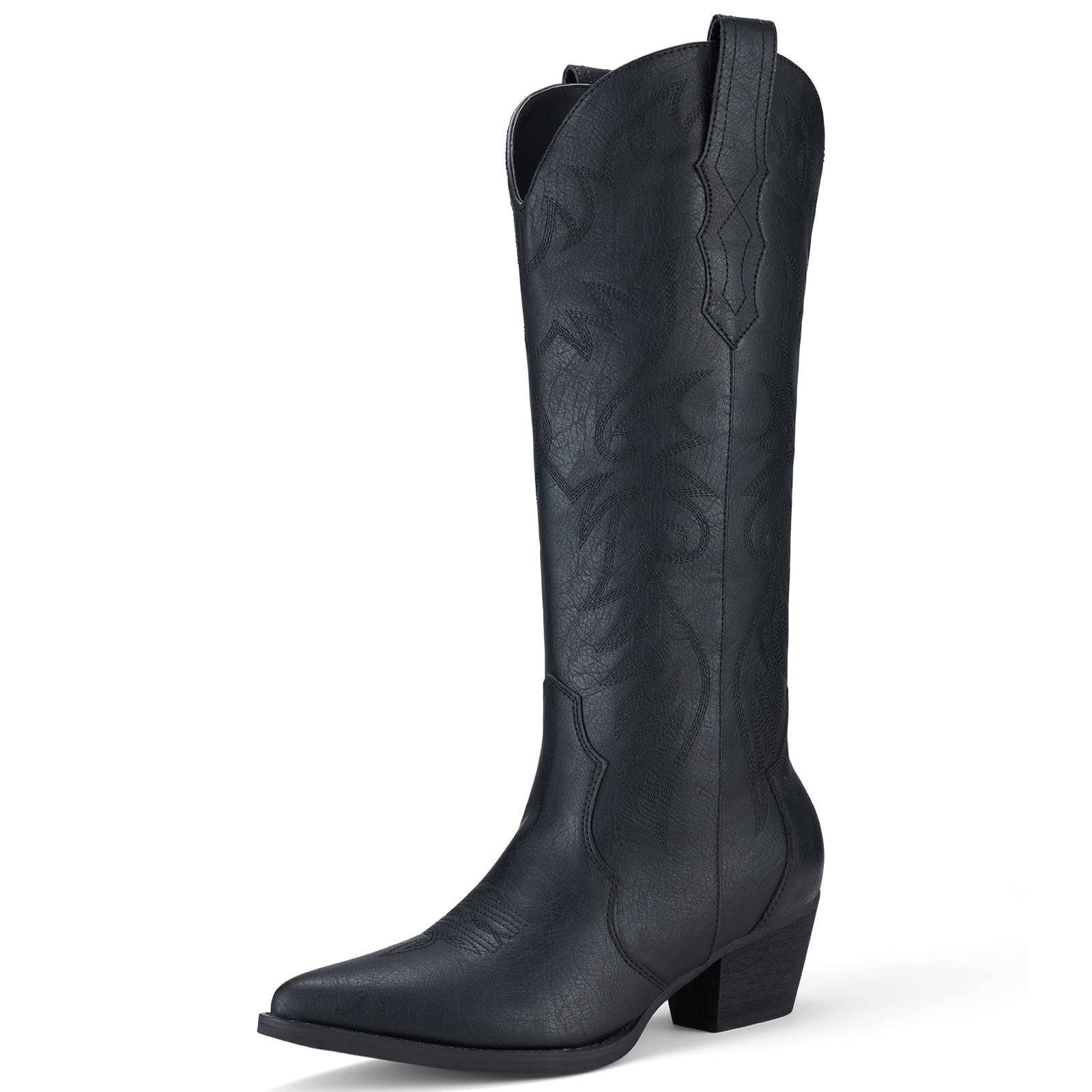 Rollda Cowboy Boots for Women Embroidered Cowgirl Boots Knee-High ...