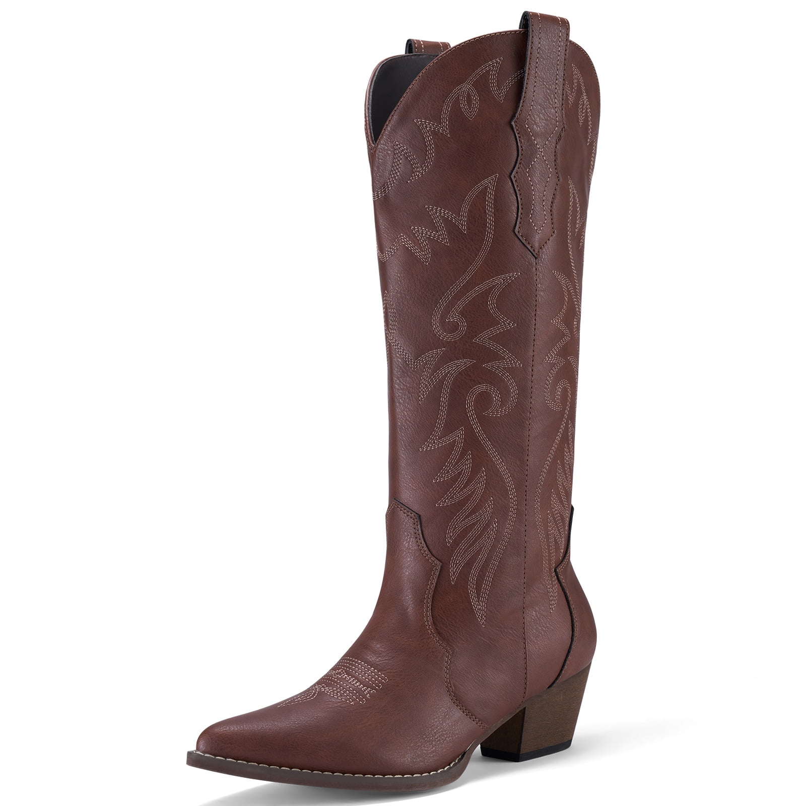 Rollda Cowboy Boots for Women Embroidered Cowgirl Boots Knee-High ...