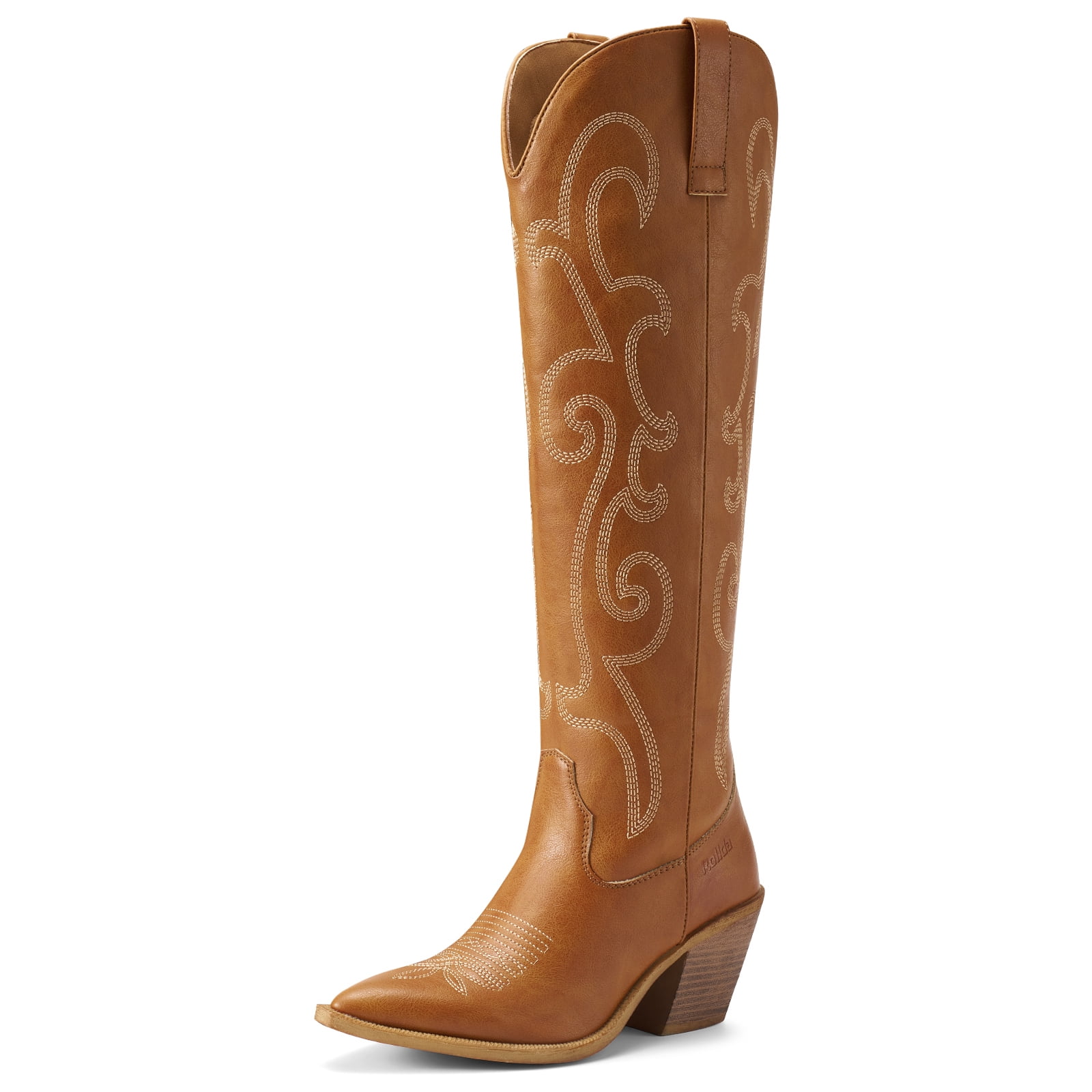 Rollda Cowboy Boots for Women Embroidered Cowgirl Boots Knee-High ...