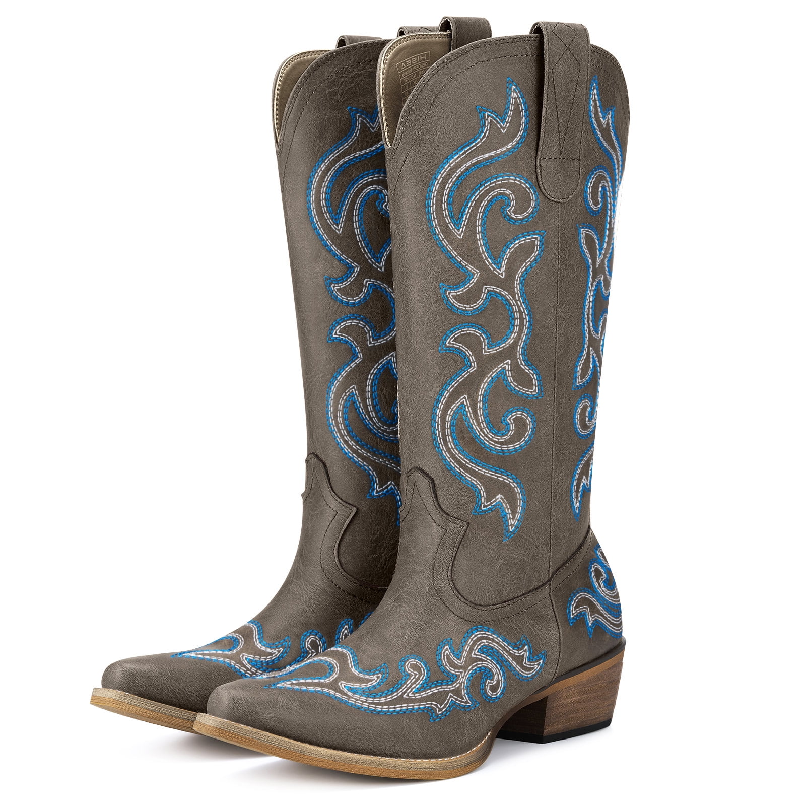 Rollda Cowboy Boots for Women Western Cowgirl Boots with Classic ...