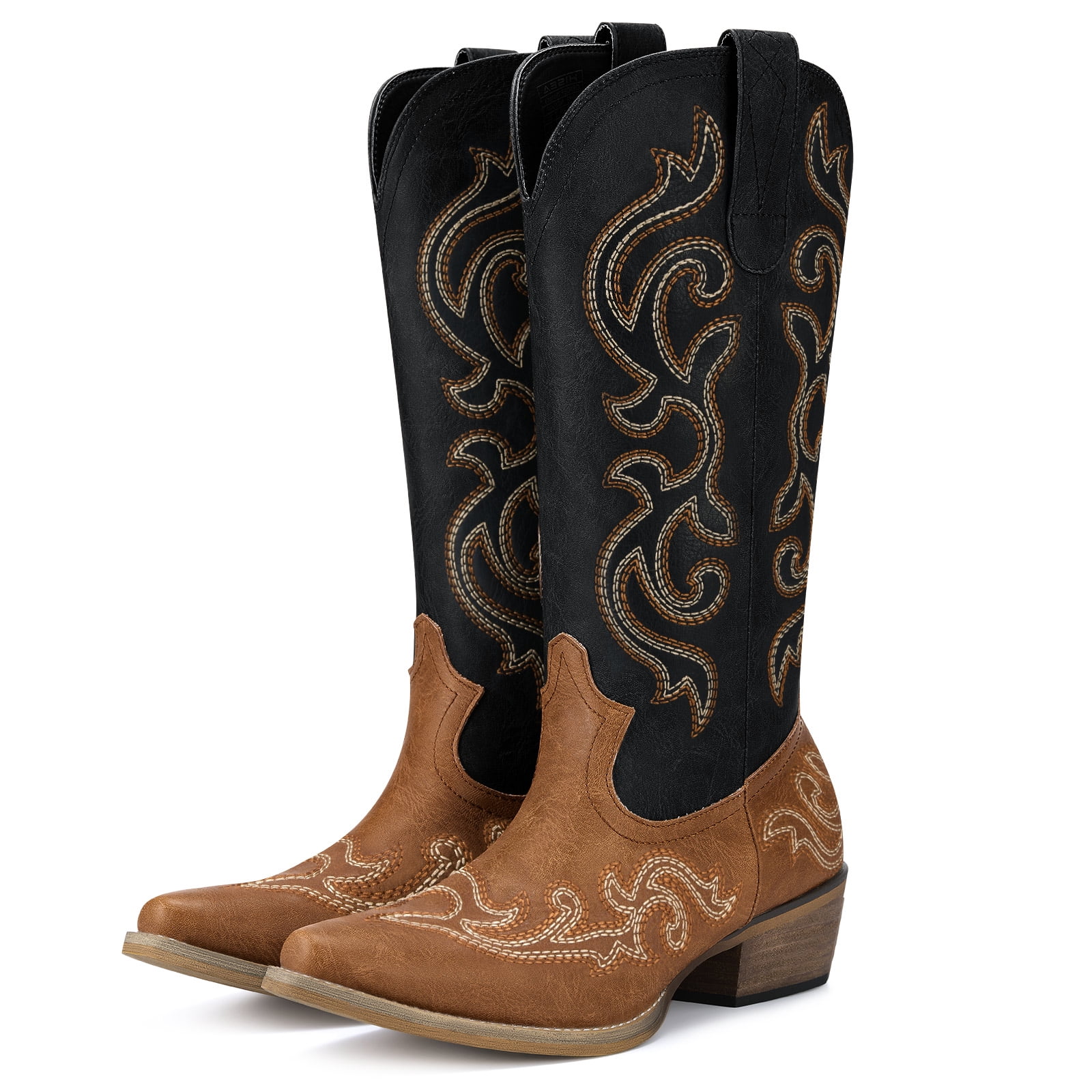 Rollda Cowboy Boots for Women Western Cowgirl Boots with Classic ...