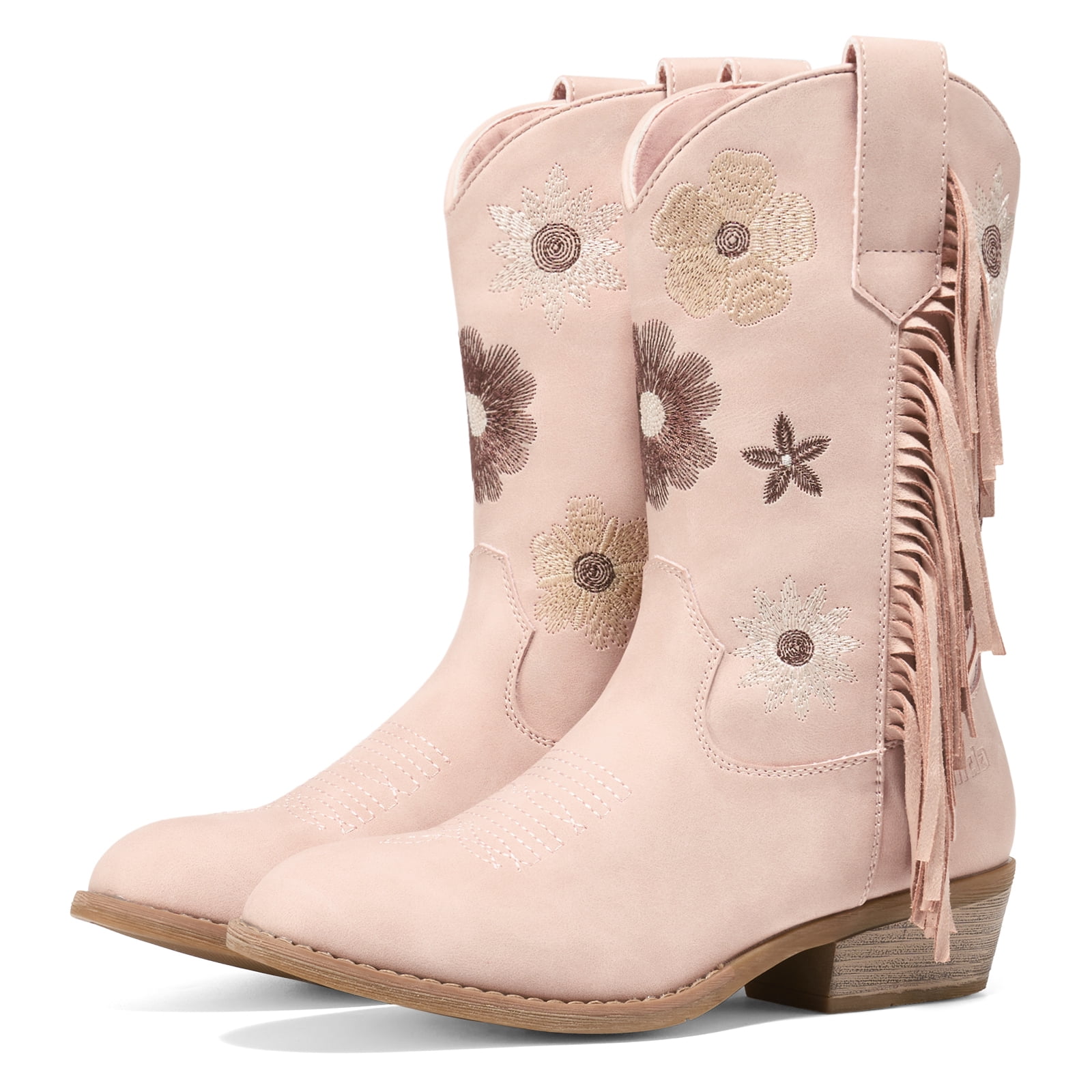 Rollda Cowgirl Cowboy Boots for Kids with Tassel Floral Embroidered ...