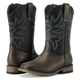 Rollda Western Cowboy Boots for Kids Boys Girls with Walking Heel Black ...