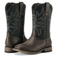 Rollda Western Cowboy Boots for Kids Boys Girls with Walking Heel Black ...
